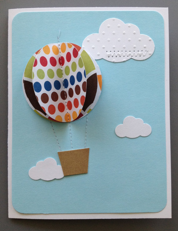 Pop Up Air Balloon Card for Any Occasion - Set of 5 with Clear ...
