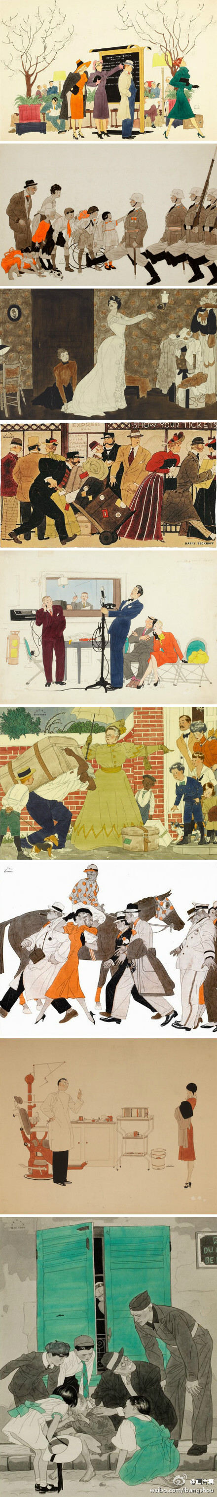 流畅线条和漂亮色彩的美式插画。作者：Harry Beckhoff 美国 1901-1979。 - 堆糖，美图壁纸兴趣社区